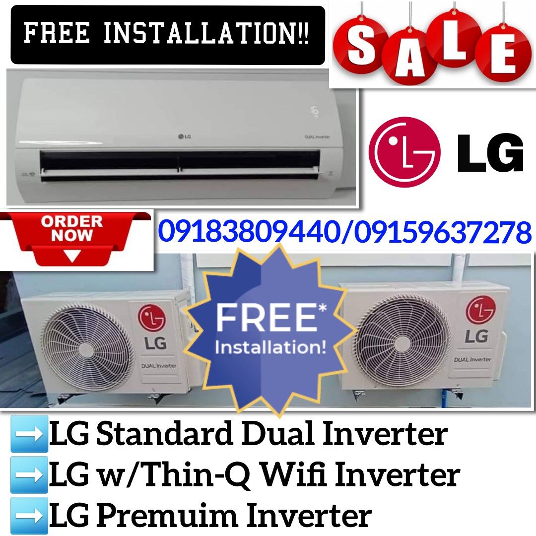 LG DUAL INVERTER SPLIT TYPE AIRCON, TV & Home Appliances, Air ...
