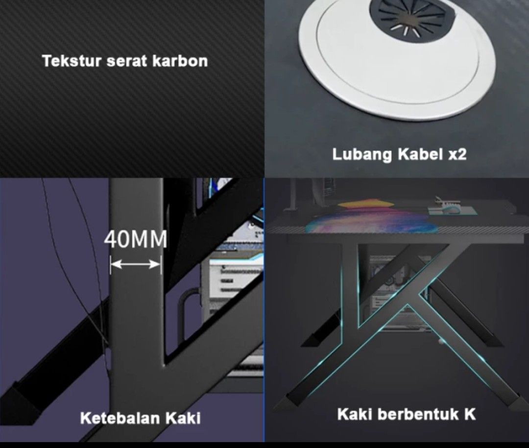 Meja Komputer-Meja Gaming-Meja Kerja-Meja Belaja MDF Carbon Fiber ...