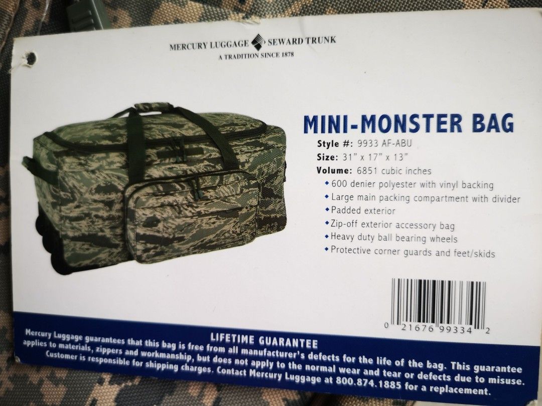 Mini monster wheeled deployment bag, Hobbies & Toys, Travel, Travel Essentials & Accessories on ...