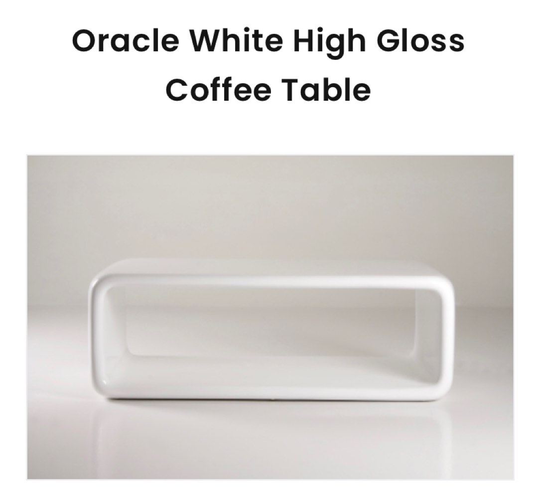 Oracle White High Gloss Coffee Table, Furniture & Home Living ...