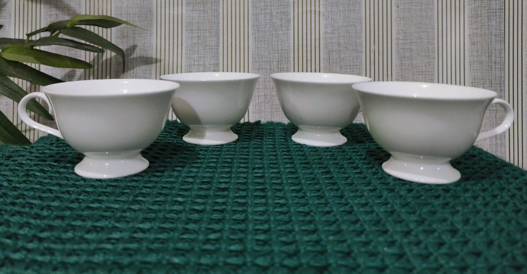 PLAIN WHITE TEACUPS 200 for 4, Furniture & Home Living, Kitchenware ...