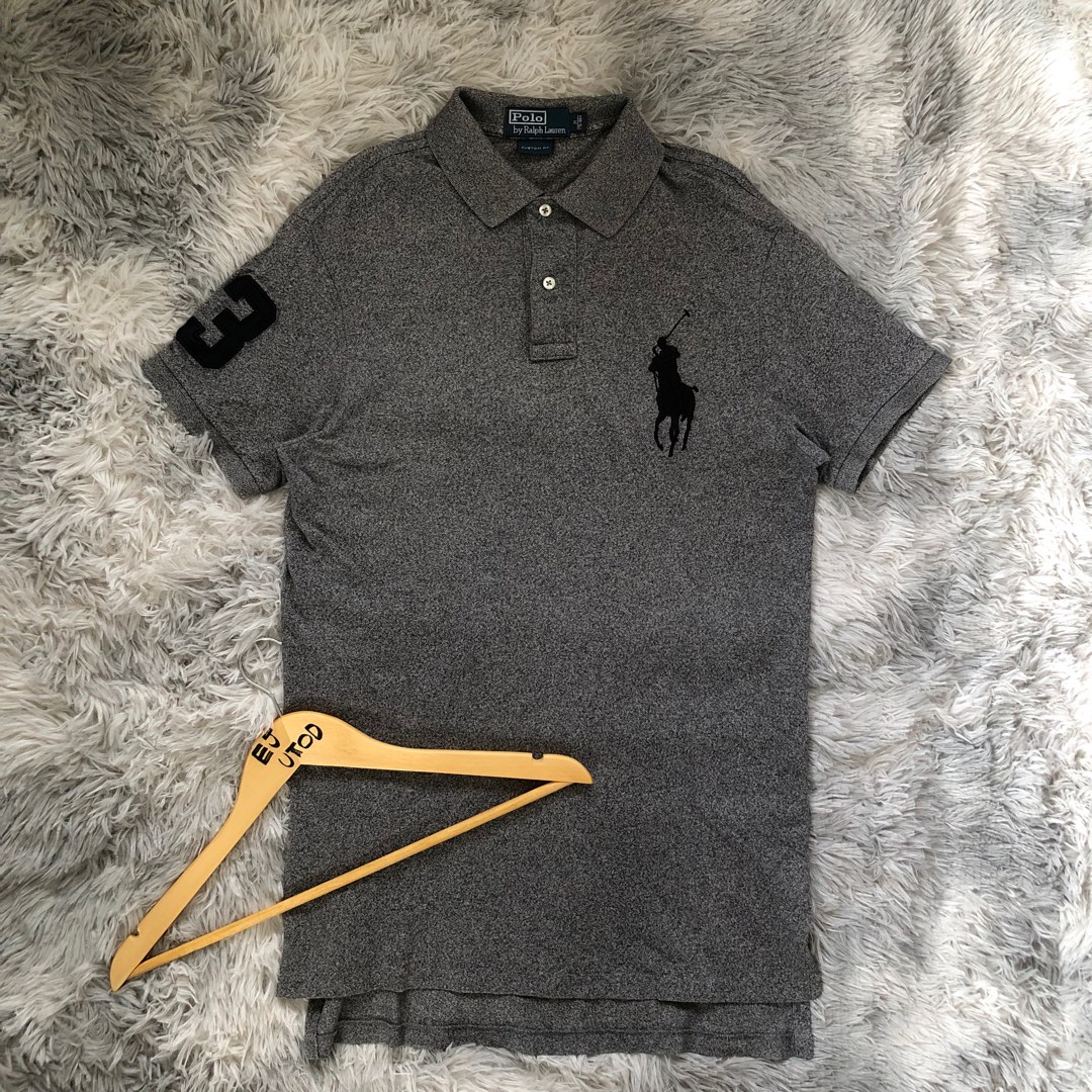 Polo by Ralph Lauren Polo Shirt Big Black Pony Gray Heather, Men's Fashion, Tops & Sets, Tshirts ...