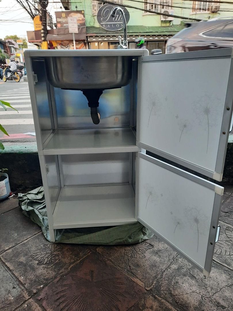 Portable Single Sink with Cabinet and Faucet, Furniture & Home Living ...