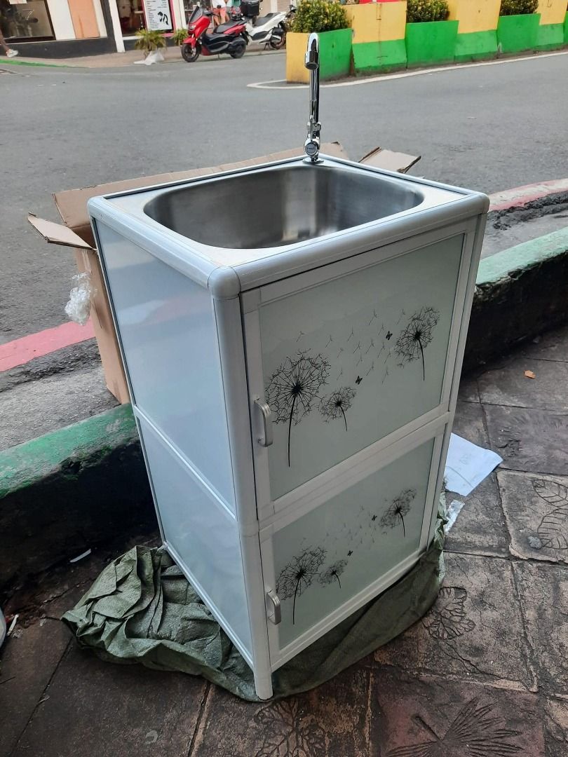 Portable Single Sink with Cabinet and Faucet, Furniture & Home Living ...