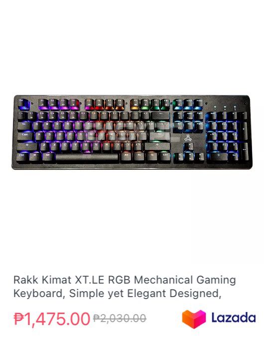 Rakk Kimat XT.LE RGB Mechanical Gaming Keyboard, Computers & Tech ...