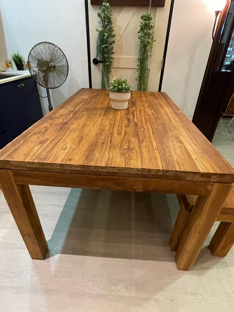 Reclaimed Solid teak Wood Dining Table, Furniture & Home Living ...