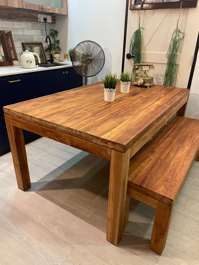 Reclaimed Solid teak Wood Dining Table, Furniture & Home Living ...