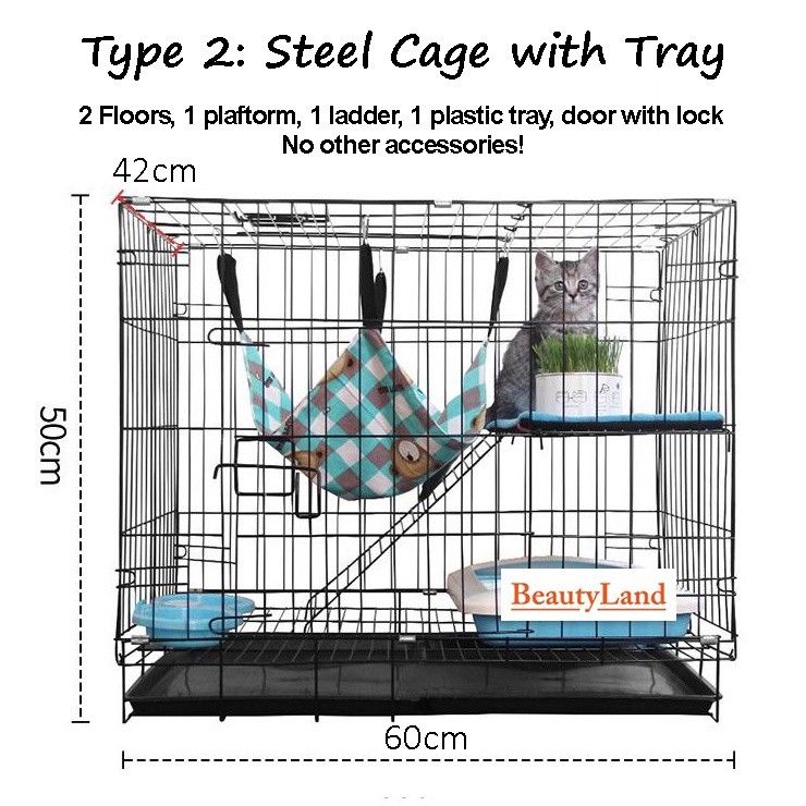 Sangkar Kucing 2 Tingkat + Steel Mesh dan clip, Pet Supplies, Homes ...