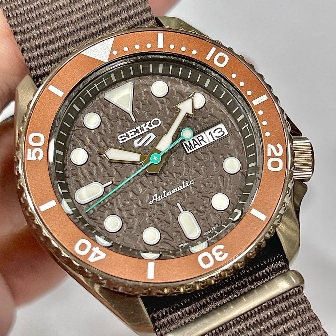 Seiko Brown Chocolate Sense 5KX on Choco Nato strap SRPD85K1, Men's ...