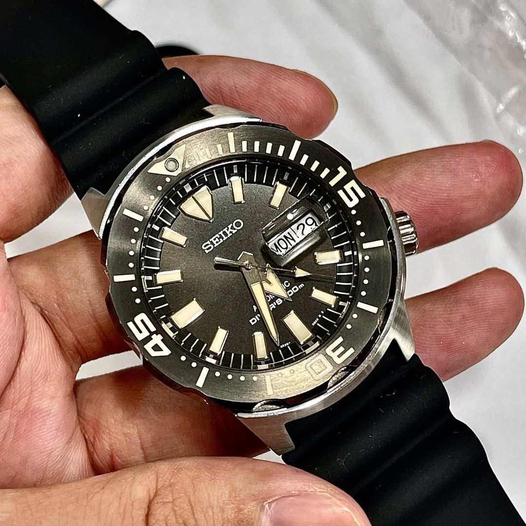 Seiko Monster Black on rubber strap SRPD27, Men's Fashion, Watches ...