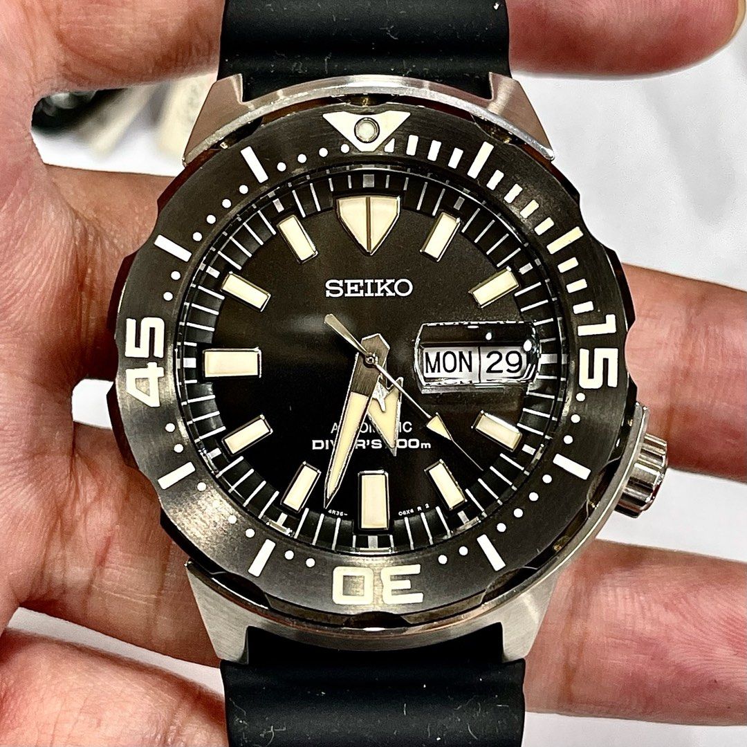 Seiko Monster Black on rubber strap SRPD27, Men's Fashion, Watches ...