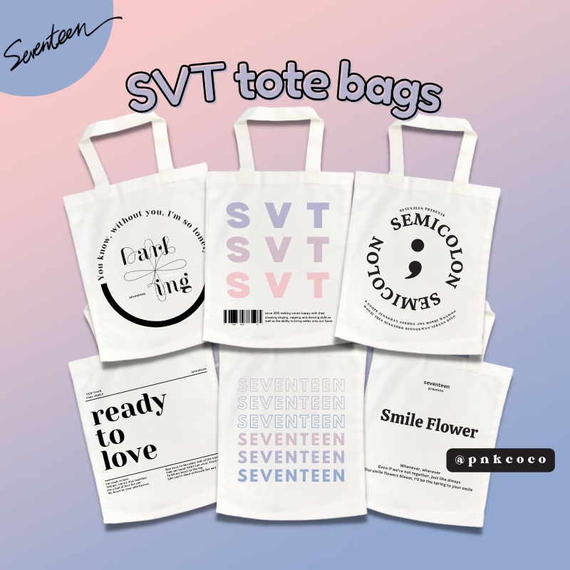 SEVENTEEN - SVT CARATS - KPOP MERCH TOTE BAGS, Women's Fashion, Bags ...