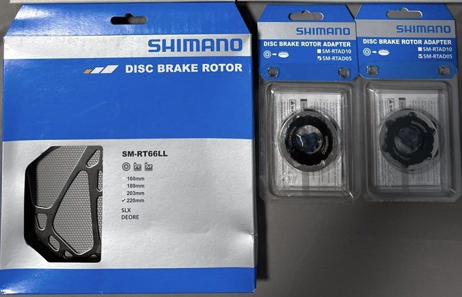 Shimano SLX 220mm disc rotor and Center lock to 6 bolt adaptor, Sports ...