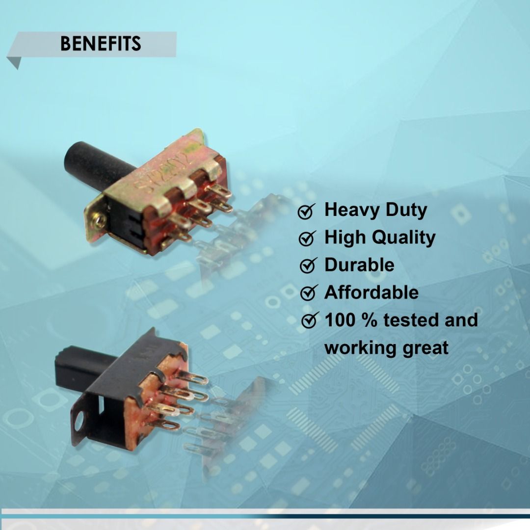 SLIDE SWITCH 6-PIN 3-POSITION (1-PC per ORDER), HIGH KNOB DPDT PANEL ...