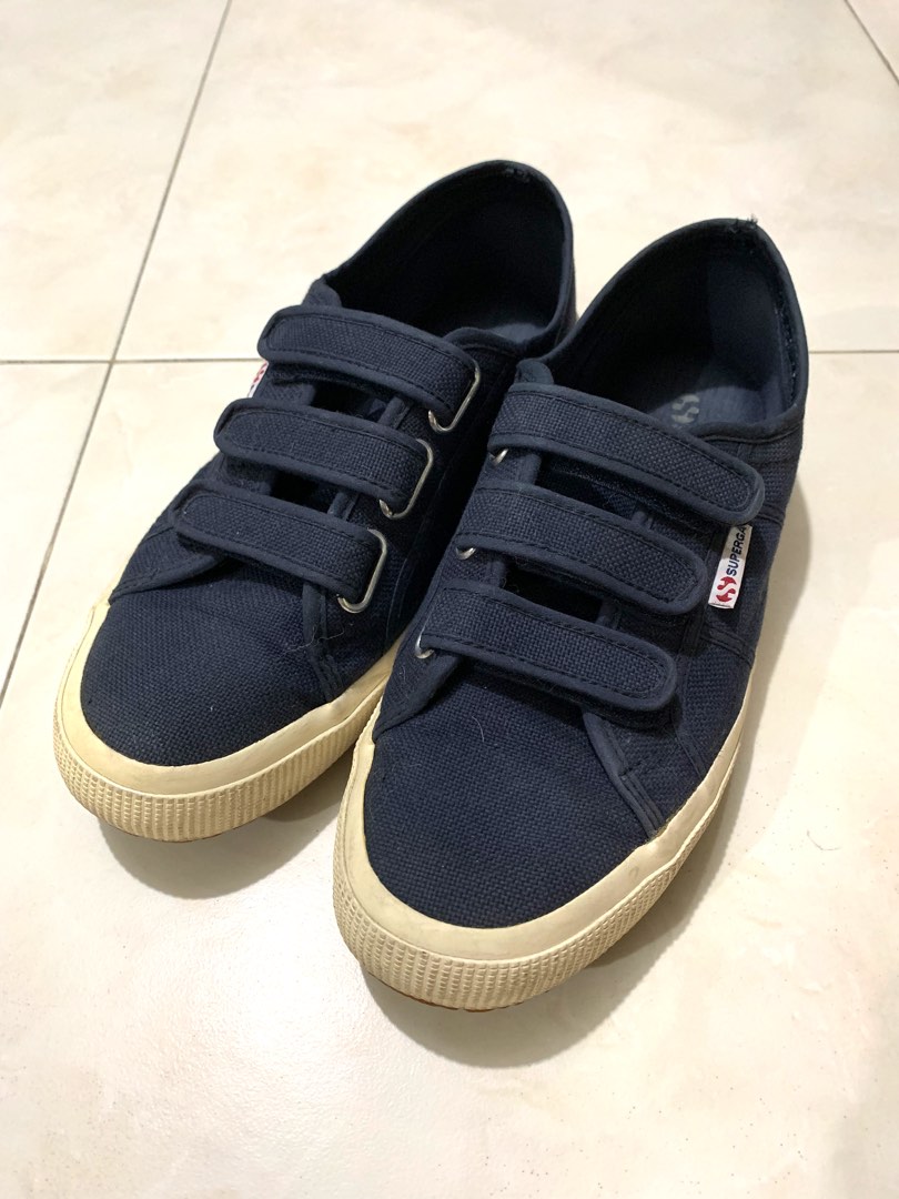 Superga Navy Blue Velcro Strapped Shoes/Sneakers, Men's Fashion ...