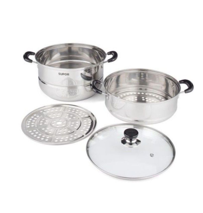 Supor 3 tier steamer with FREE PAN, Furniture & Home Living ...