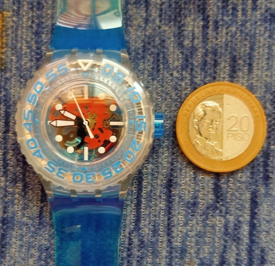 Swatch O-Tini Skeleton Dial Plastic Sports Watch - Blue - SUUK103, Men ...