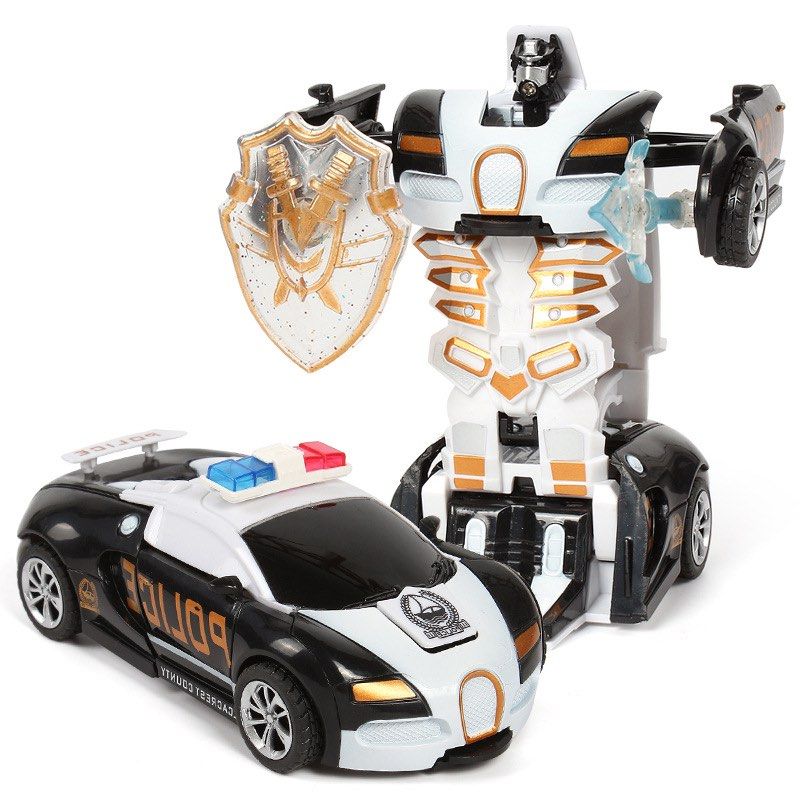 Transformer Car Collision into a robot Police Car Robot Car Super hero ...