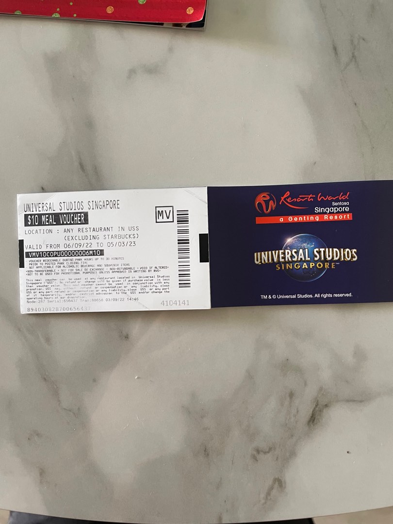 Universal studios Singapore (USS) Meal Voucher $8 for $10. , Tickets ...
