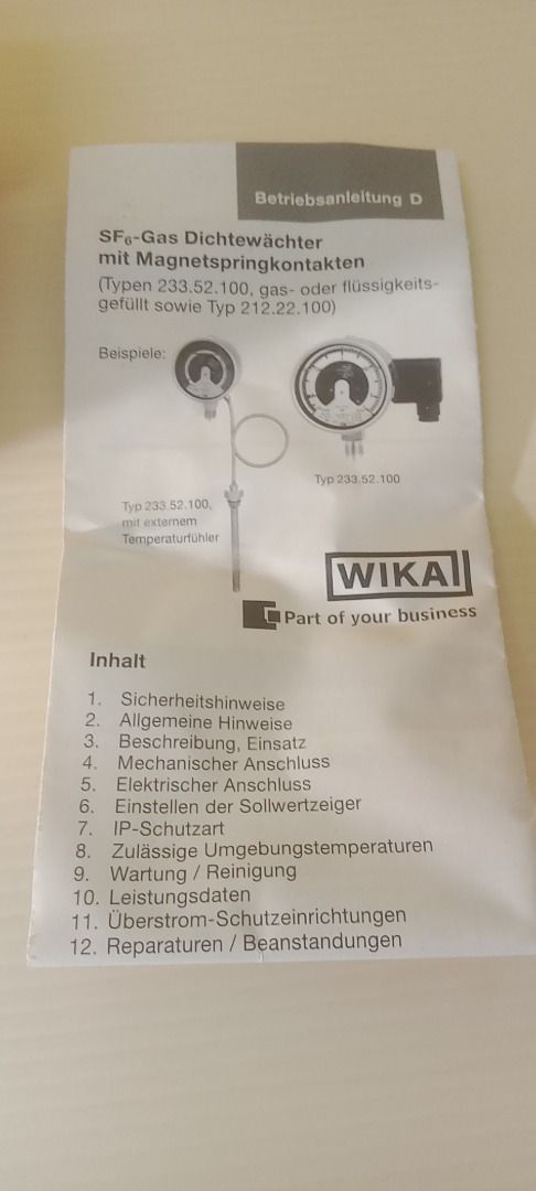 WIKA 233.52.100 GDM-100 Analog Hybrid gas or liquid density Gauge ...