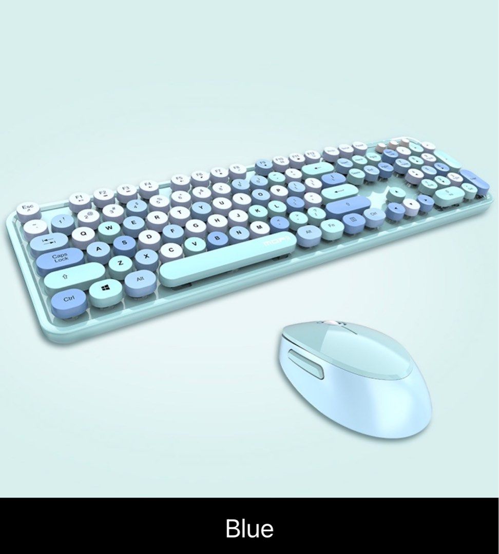 Wireless keyboard and mouse set vintage retro look, Computers & Tech ...