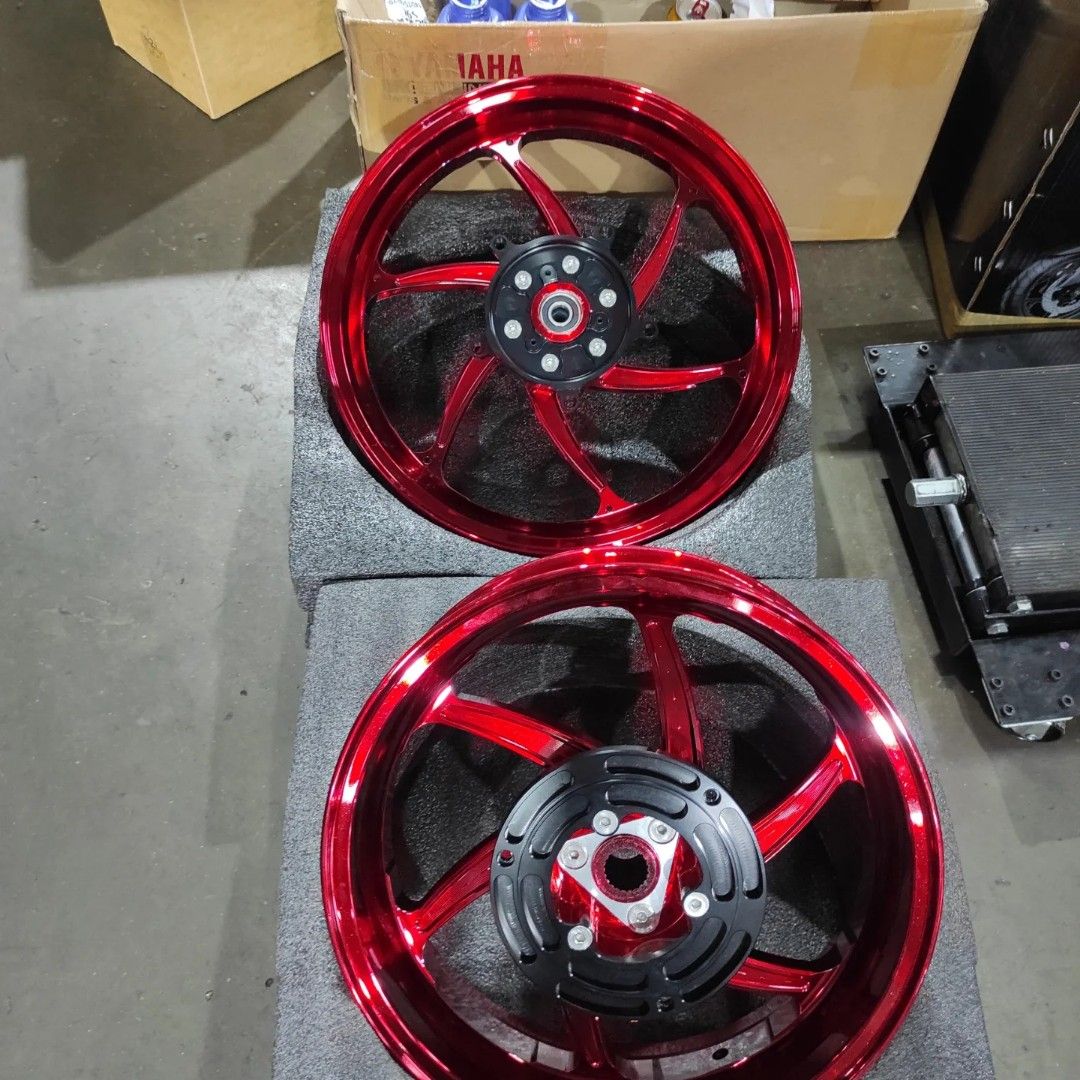 XMAX CNC ALUMINIUM AFTERMARKET RED RIMS, Motorcycles, Motorcycle ...
