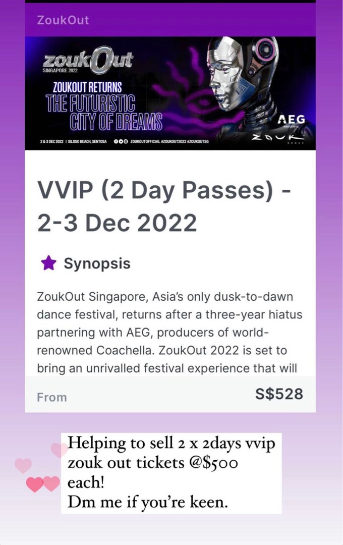 ZoukOut Tickets VVIP, Tickets & Vouchers, Event Tickets on Carousell