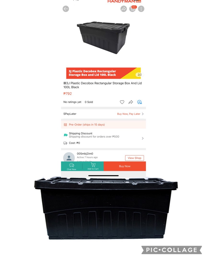 100L Black Storage Box, Furniture & Home Living, Home Improvement ...