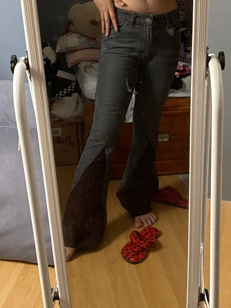 1900s/19s Vintage Bratz Y2k Goth Gothic Lowrise Jeans Flared Pants ...