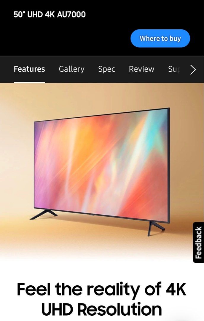 [BNIB] Samsung TV 50" UHD 4K AU7000, TV & Home Appliances, TV ...