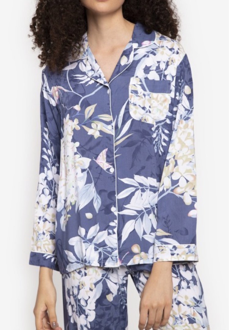 Brand New Authentic FEMINISM Luxe Cotton Floral Cornflower Blue White ...