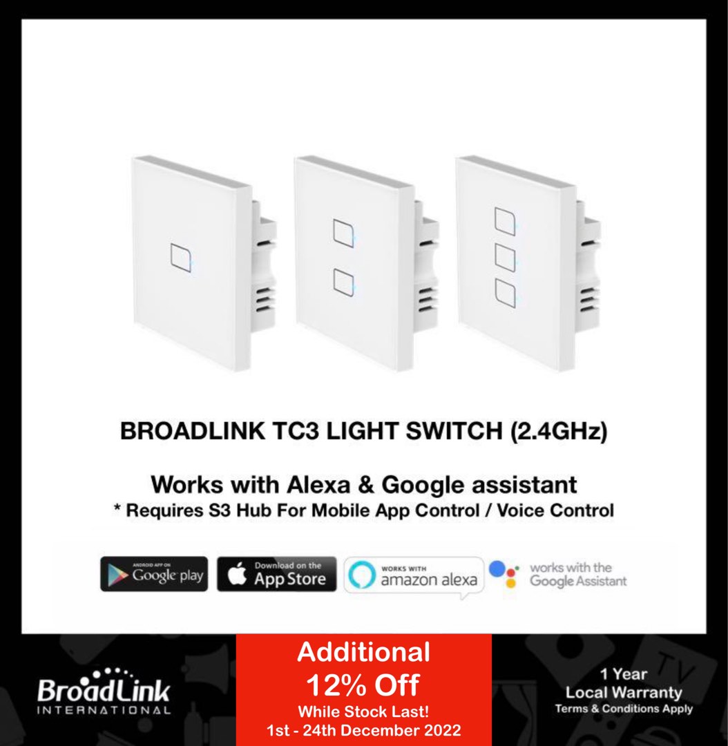 BroadLink TC3 Light Switch, Elegant Smart Switches, Smart Home ...