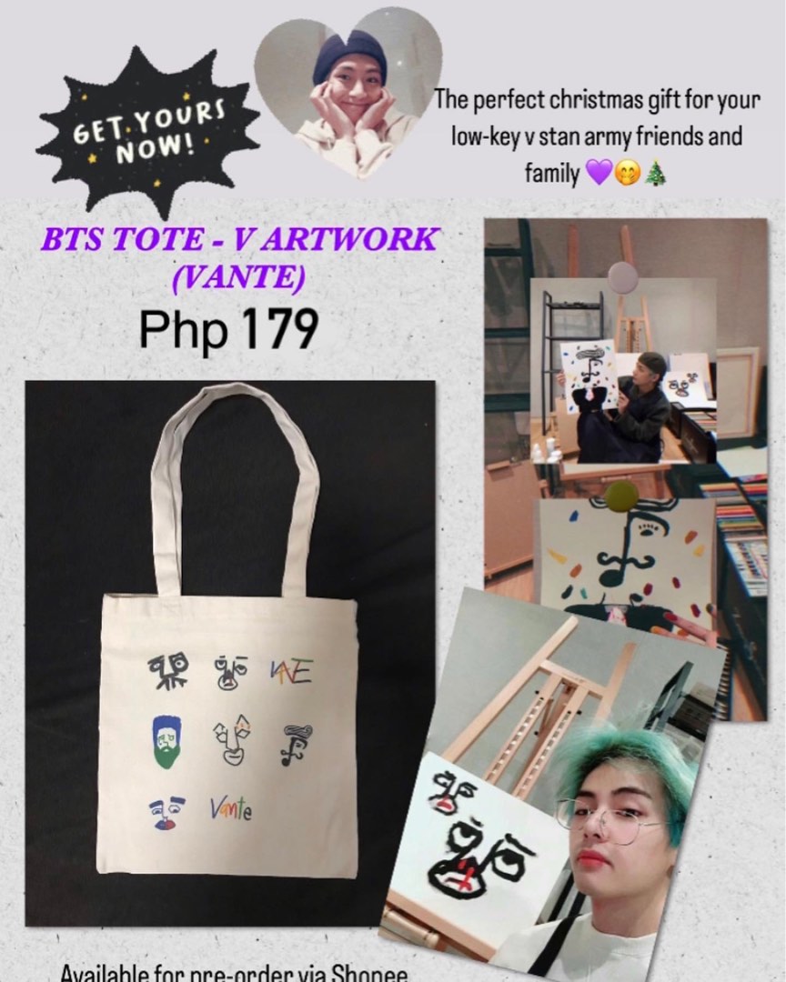 BTS V VANTE TOTE BAG, Hobbies & Toys, Memorabilia & Collectibles, K ...