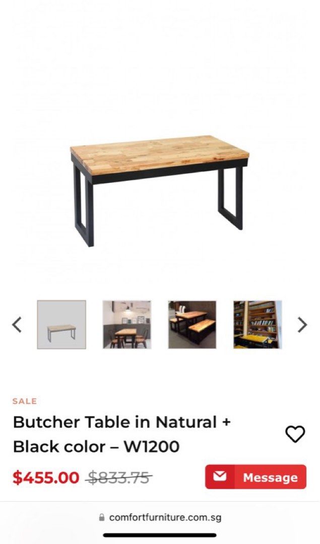 Butcher style dining table, Furniture & Home Living, Furniture, Tables ...