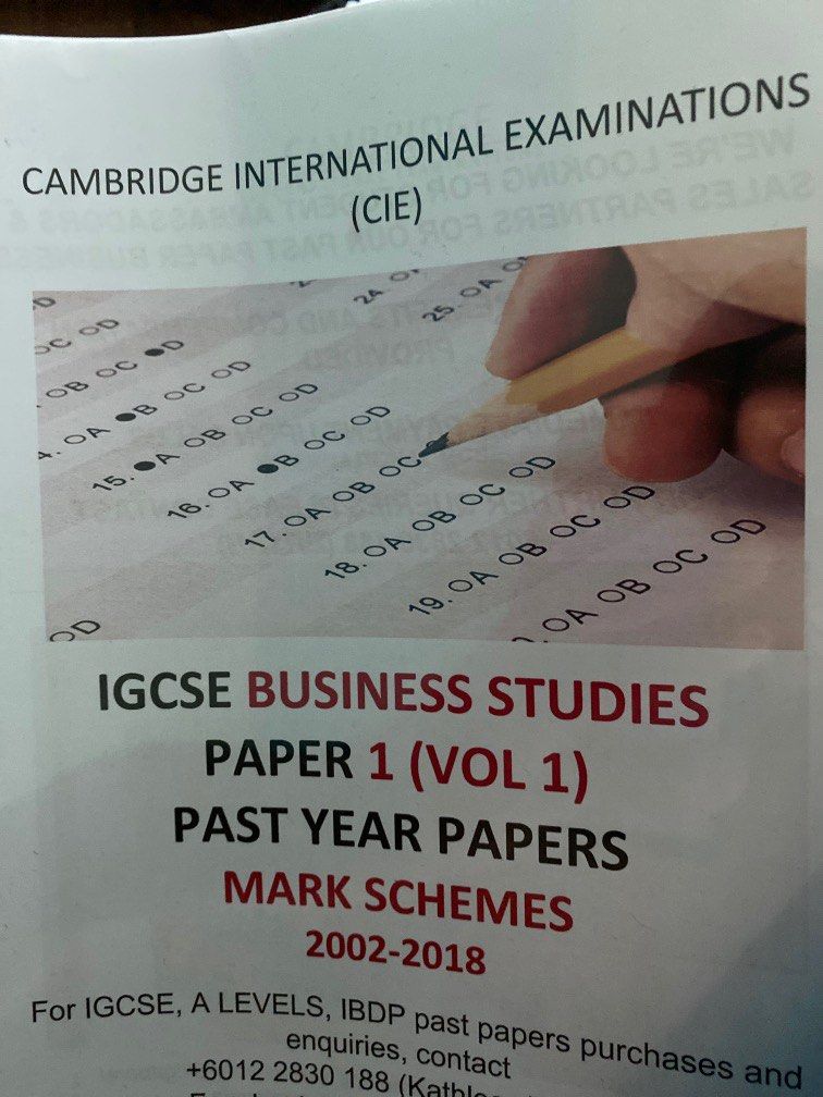 Cambridge IGCSE CIE Past year papers business studies paper1, Hobbies ...