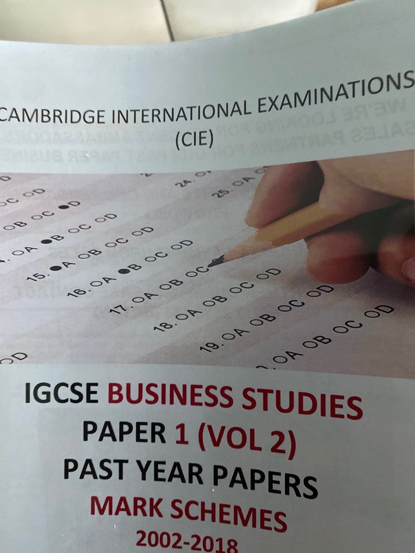 Cambridge IGCSE CIE Past year papers business studies paper1, Hobbies ...