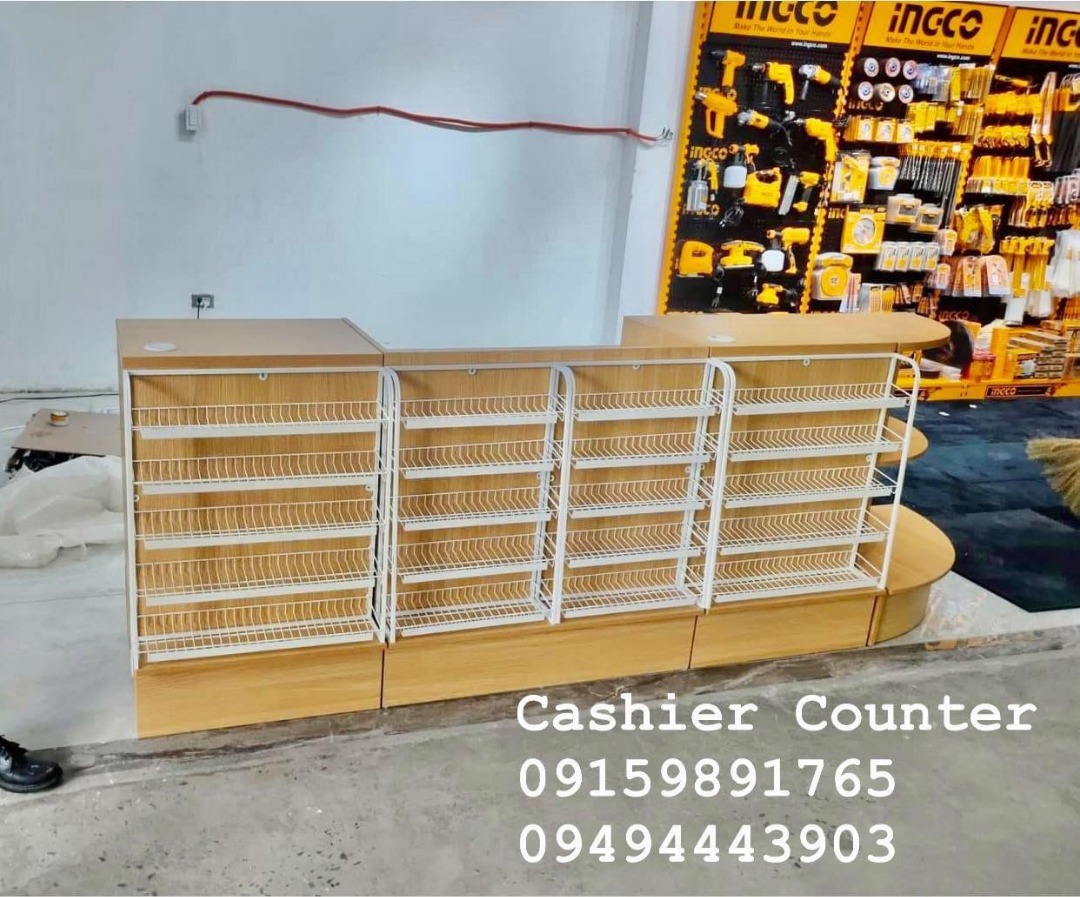 Cashier Counter Table Wood Type Brown, Everything Else, Others on Carousell
