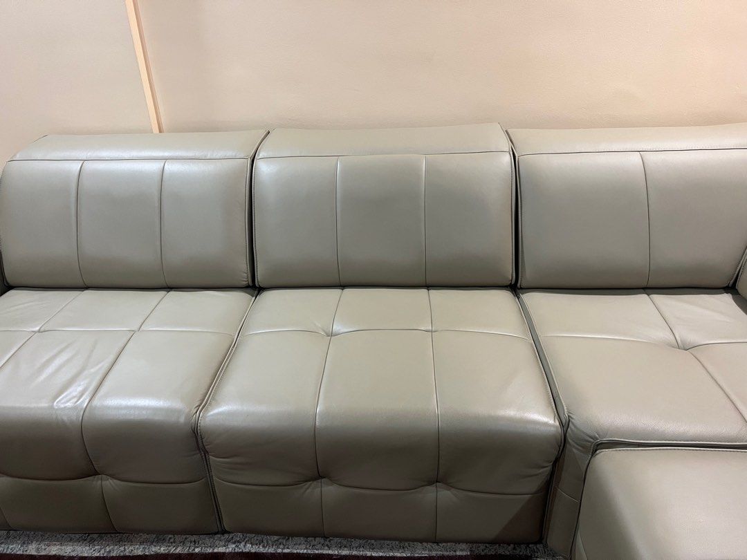 Cellini Genuine Leather L-shape Sofa (Motorised Reclinable), Furniture ...