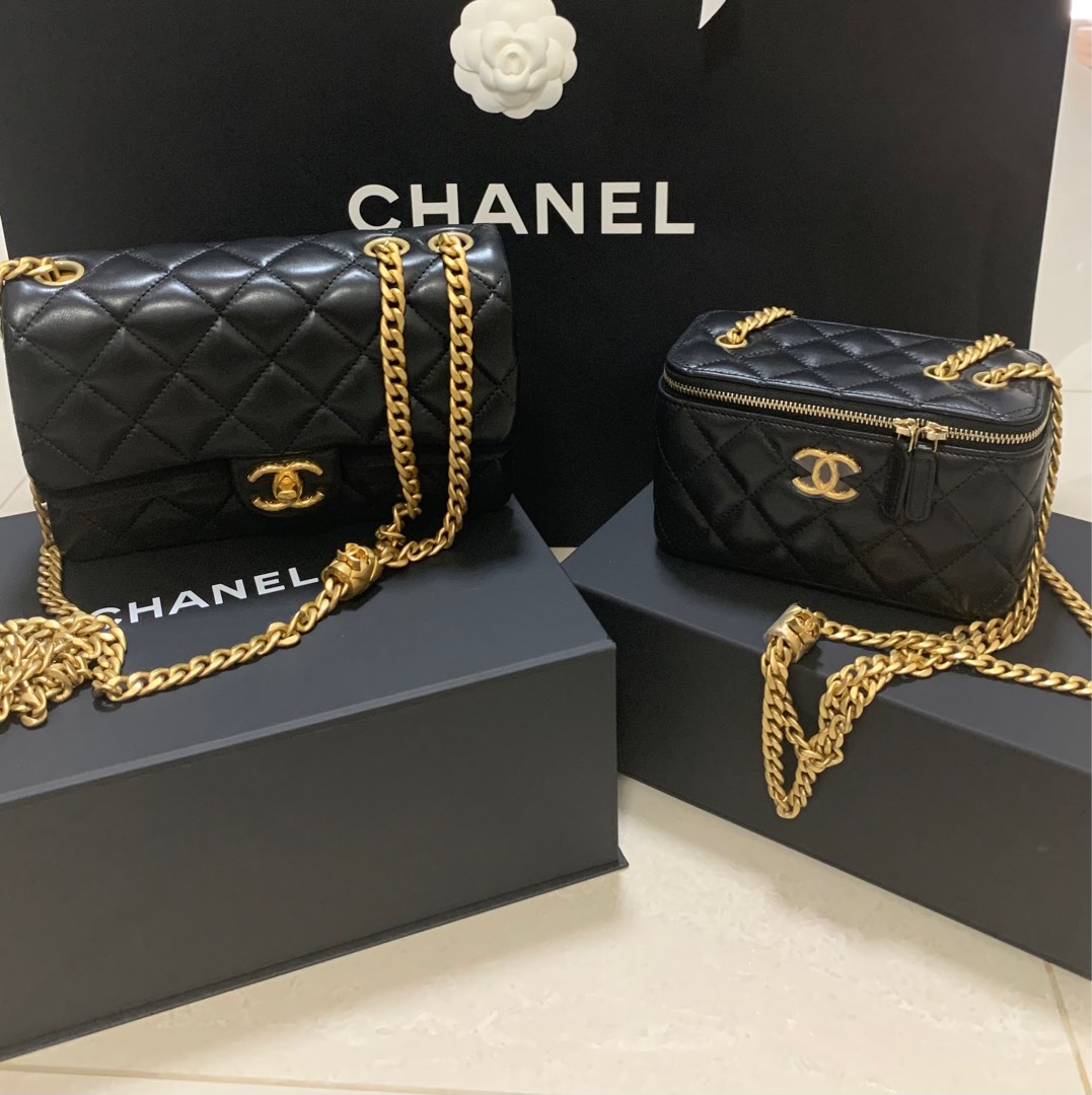 Chanel 22K Black Lambskin All Slide Vanity Bag, Luxury, Bags & Wallets ...