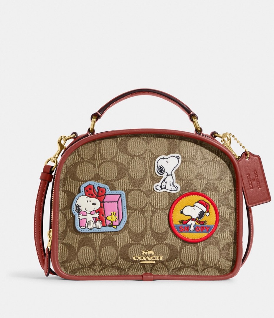 Coach X Peanuts Lunch Pail In Signature Canvas With Patches, Women's ...