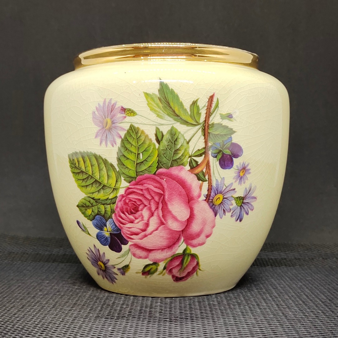 Crown Devon S. Fielding - Floral Design Ceramic Vintage Ginger Jar ...