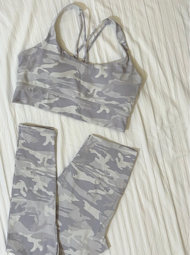 Easy Active White Camo Workout / Activewear Set, Women's Fashion ...