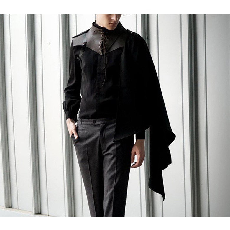 Medieval Armor Black Cloak Single Shoulder Retro Cape Gothic Punk ...