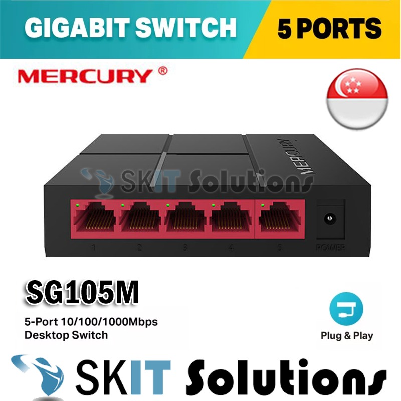 Mercury 5 Port Gigabit Ethernet Network Desktop Switch SG105M 10/100 ...