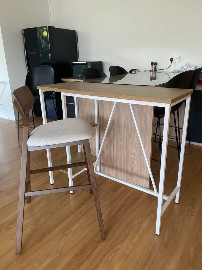 Millard Bar Table in White Legs comes with free Bogota Bar Stool in ...