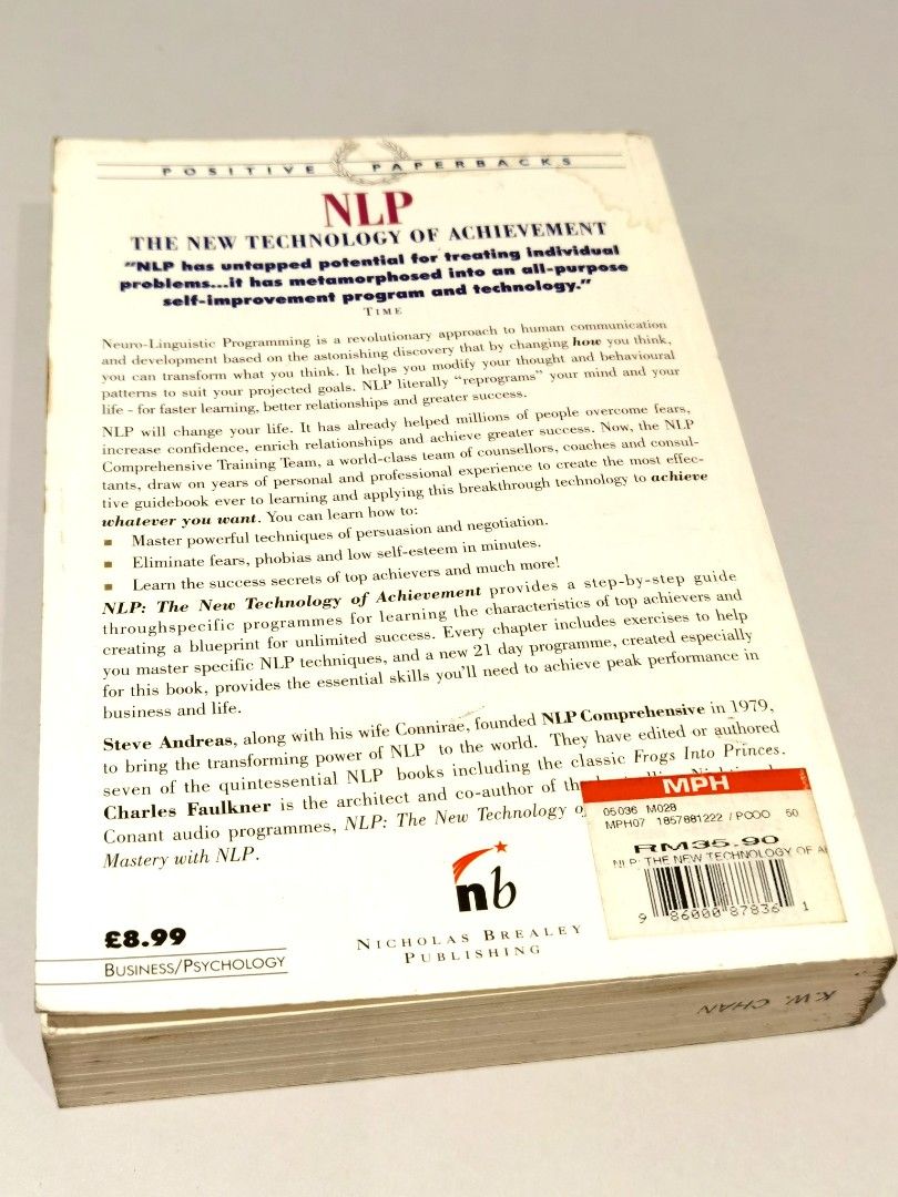NLP The New Technology Of Achievement Book By Steve Andreas Charles Faulkner, Hobbies & Toys ...