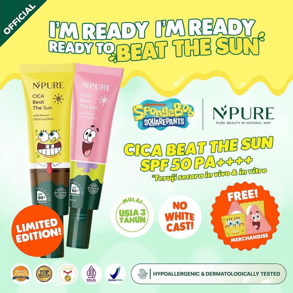 NPURE Sunscreen BTS SPONGEBOB cica beat the sun spf 50 PA ...