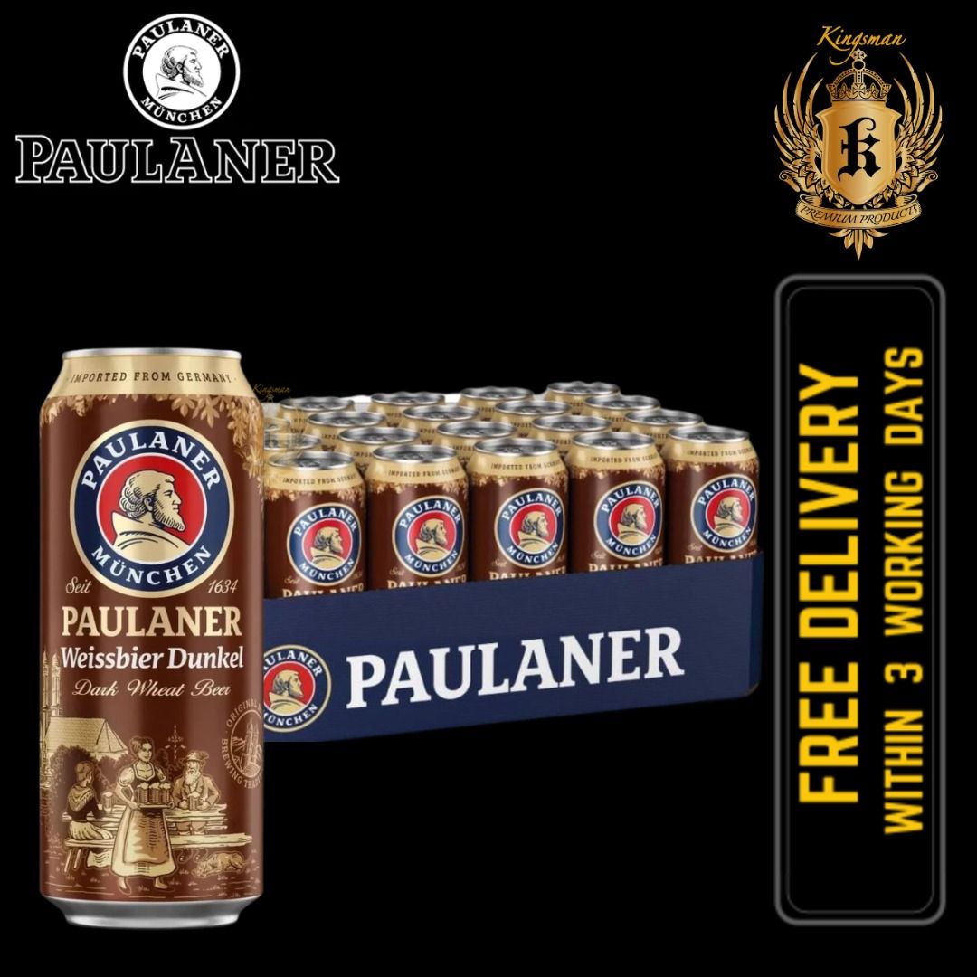 Paulaner Hefe Weissbier Dunkel Can 24 x 500ml (BBD: May 2023), Food ...