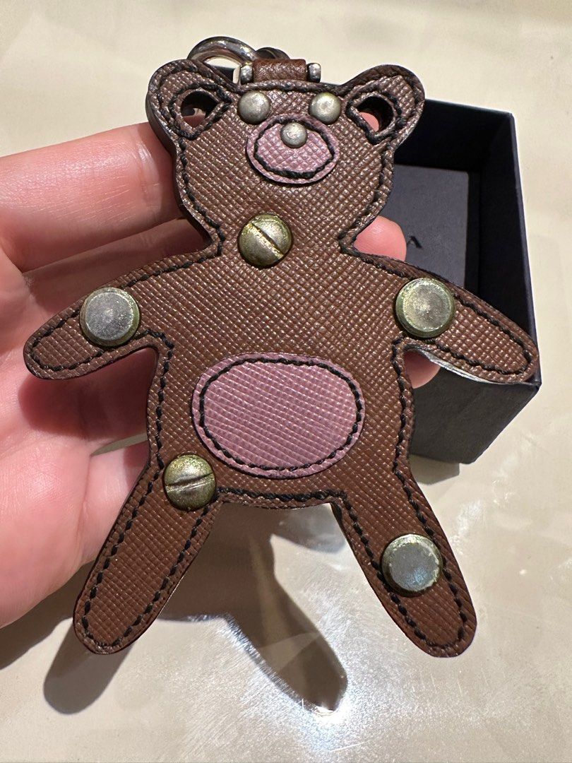 Prada bear leather keychain, Luxury, Accessories on Carousell
