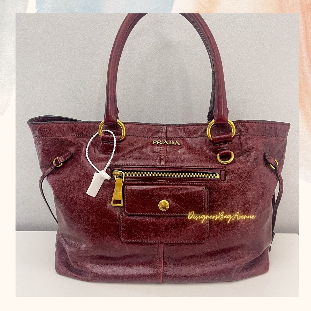 Prada BR4217 Vitello Shine Amaranto Red Crossbody Bag, Luxury, Bags & Wallets on Carousell
